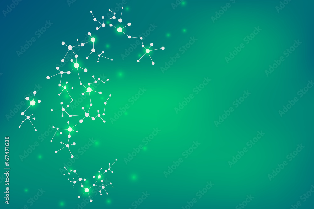 Molecule Structure Dna And Neurons Connected Lines With Dots Genetic And Chemical Compounds