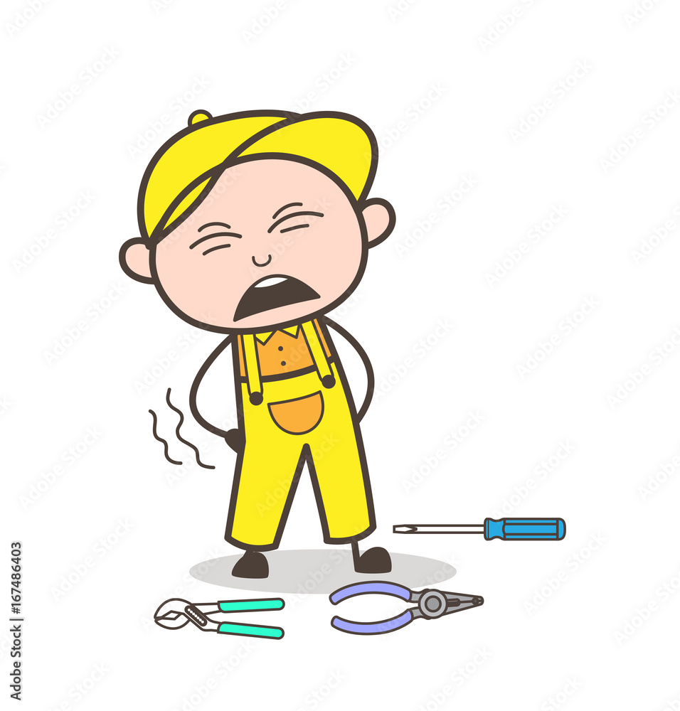 Cartoon Mechanic Got Hurt While Working Vector Illustration Stock ...