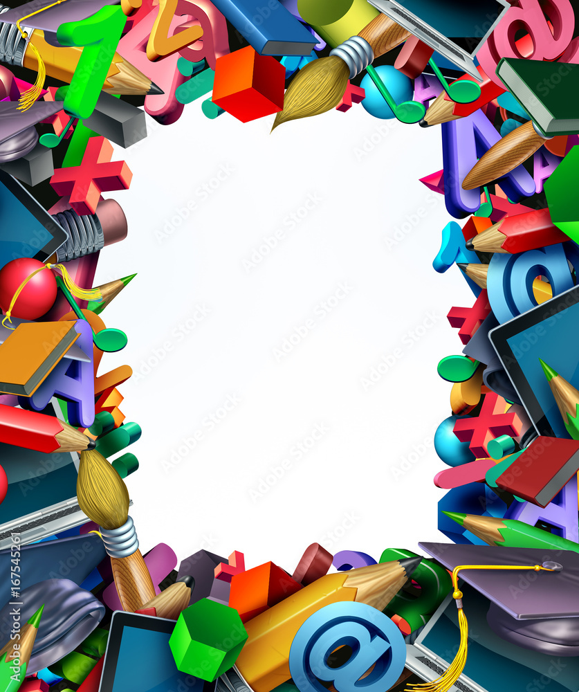 School Supplies Frame Border Stock Illustration | Adobe Stock