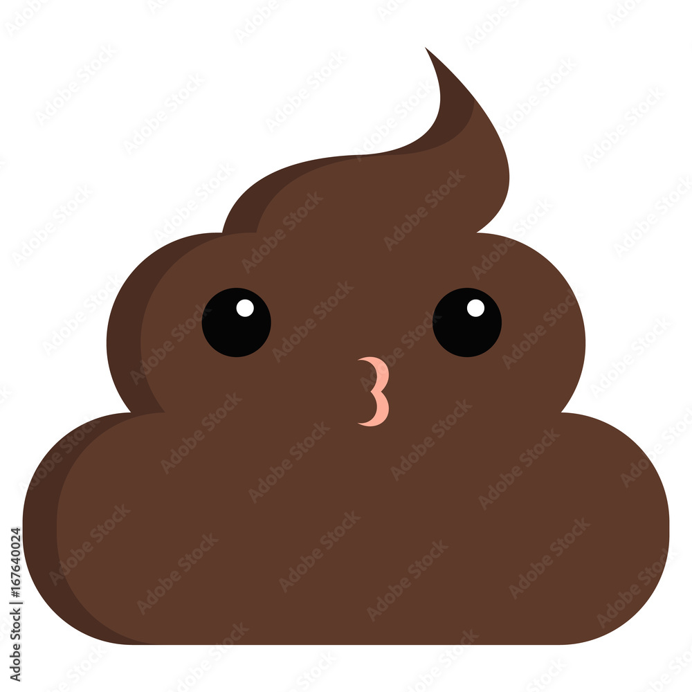 Kissing face stinky poop shit emoji flat icon Stock Vector | Adobe Stock