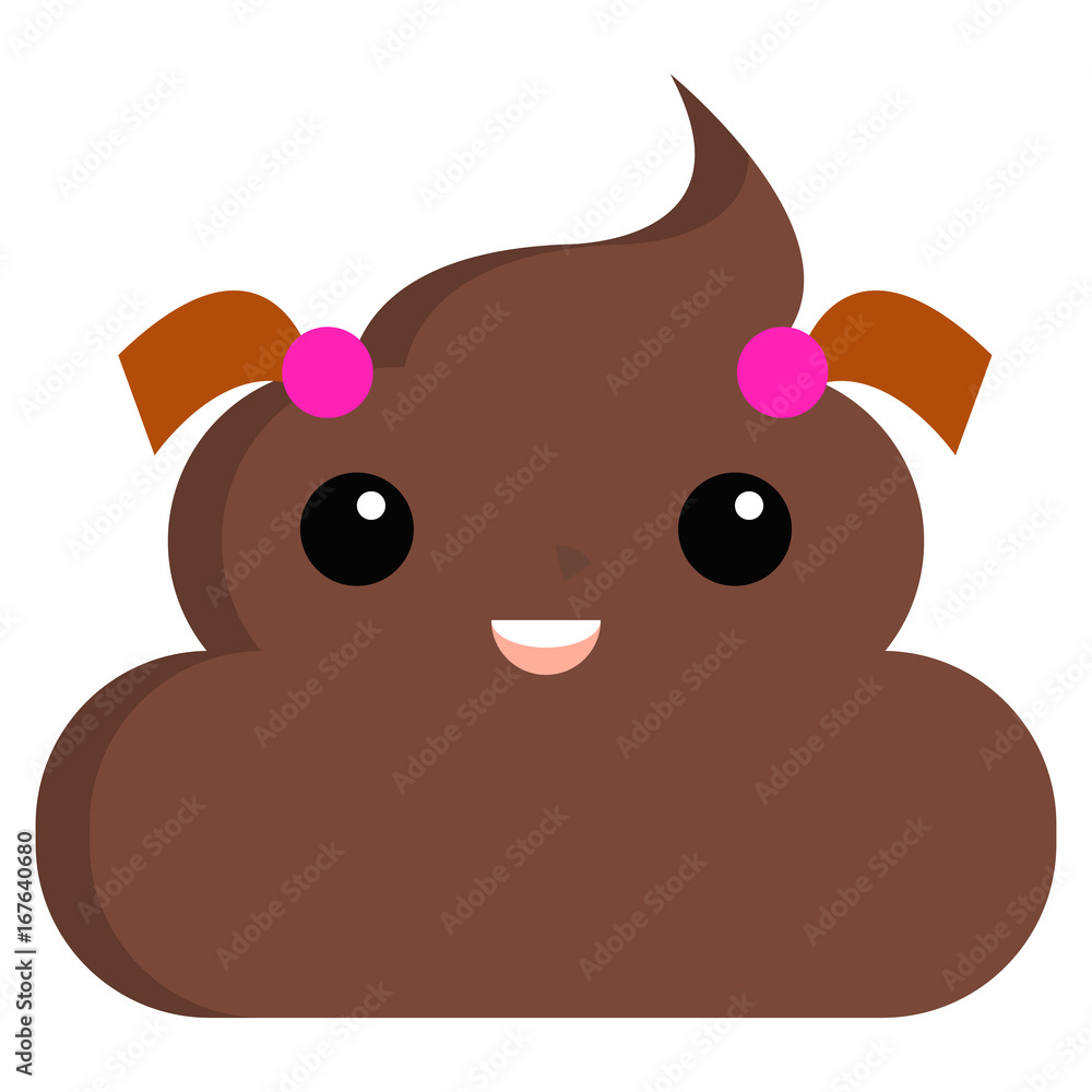 Girl face stinky poop shit emoji flat icon Stock Vector | Adobe Stock