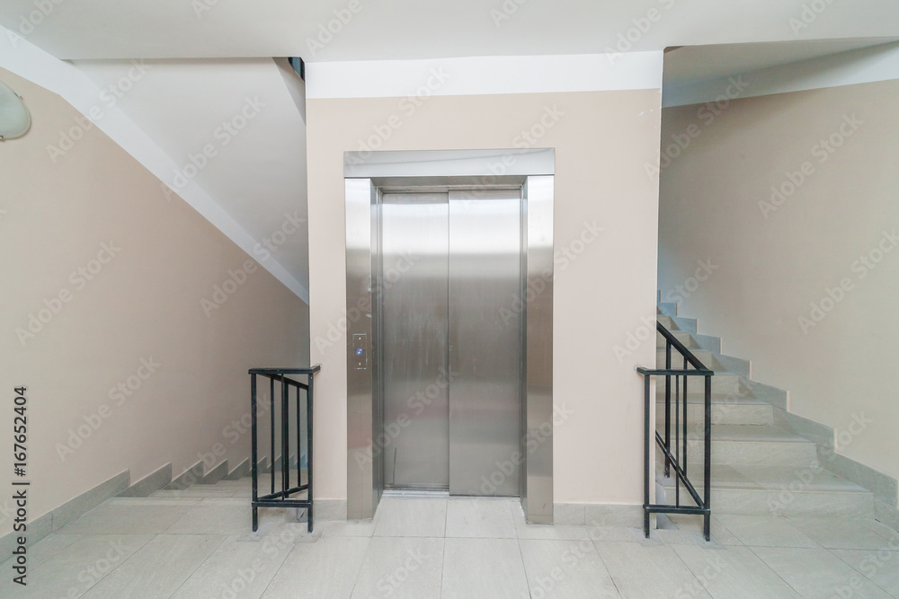Elevator and stairs up and down in a modern elegant building Stock ...