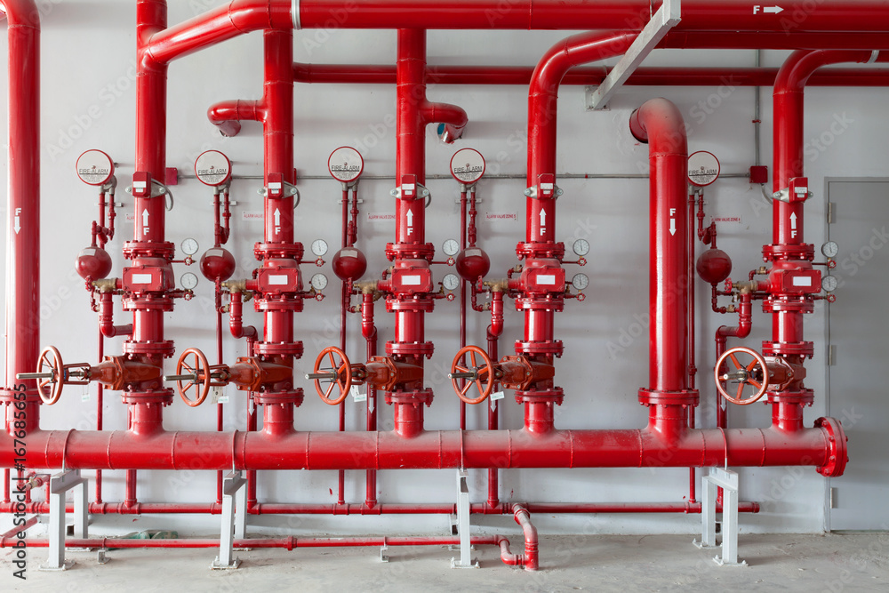 Foto de Stock Red water pipe valve,pipe for water piping system control ...
