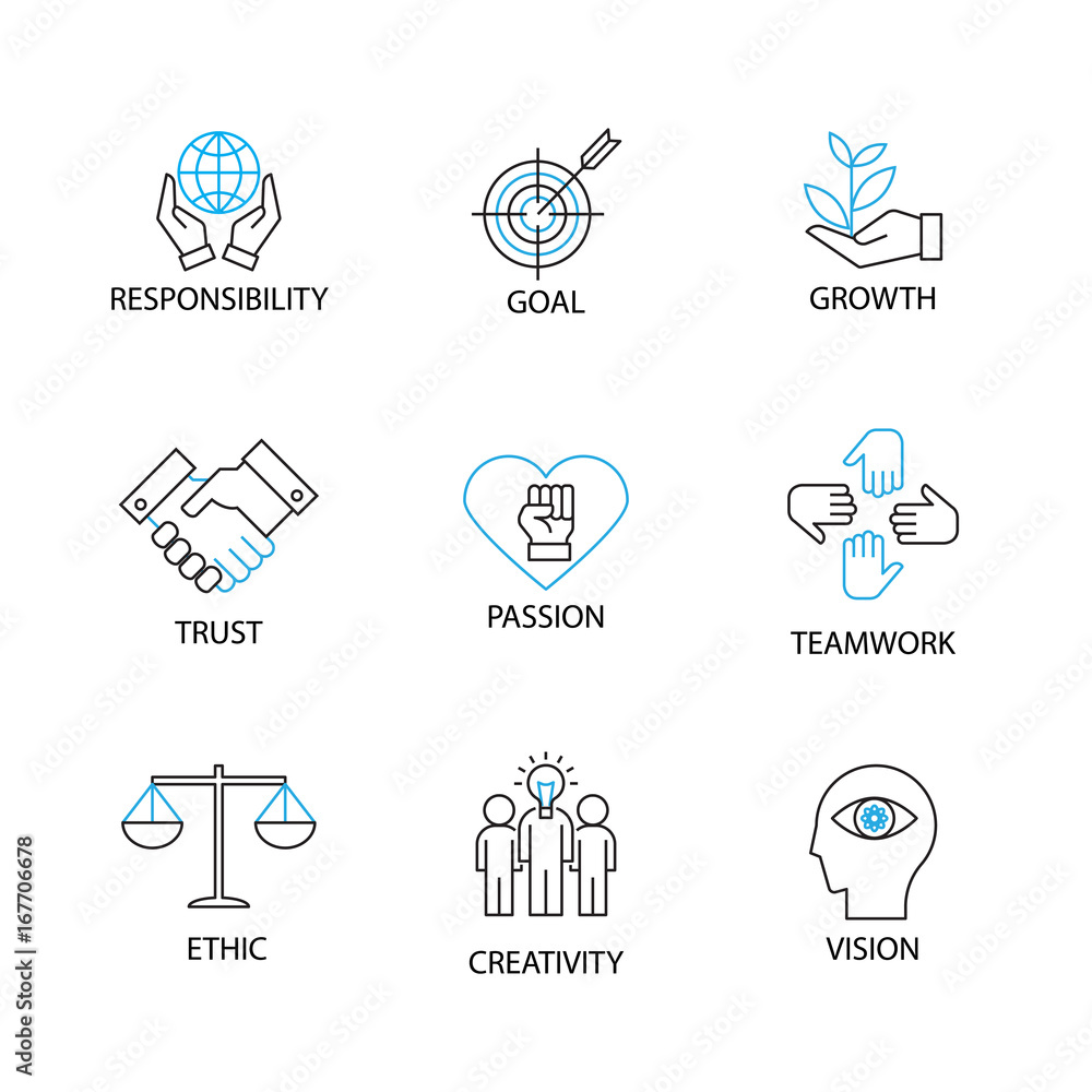 Modern Thin Line Icon and Pictogram, Business Core Value Concept, Flat ...
