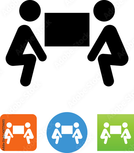 Team Lifting Heavy Object Icon Stock Vector | Adobe Stock