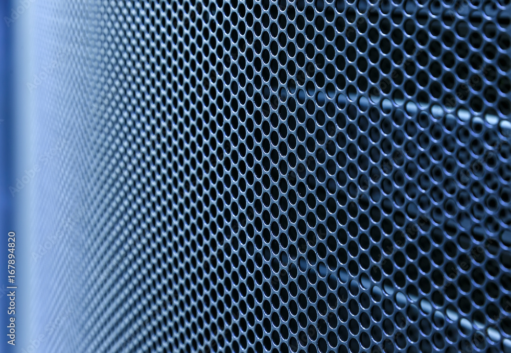 Door perforated of server rack cabinet. The key is inserted into door ...