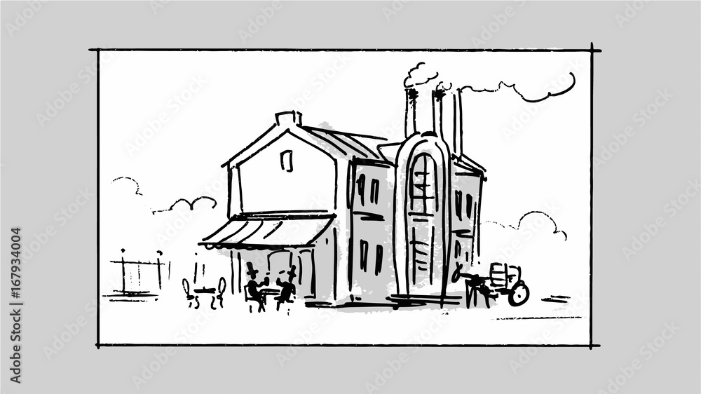 Old house vintage sketch Vector for storyboard, projects, cartoons ...