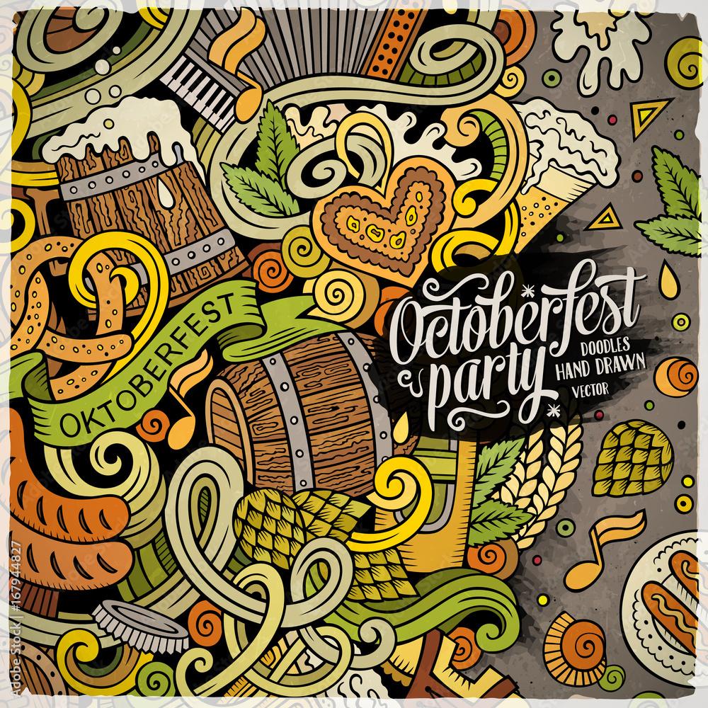 Cartoon cute doodles hand drawn Beer frame design Stock Vector | Adobe ...