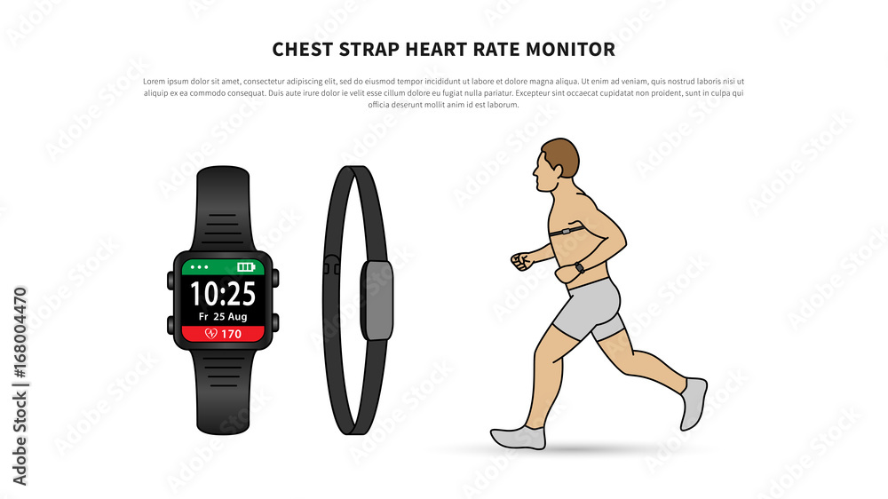Chest strap heart rate monitor vector illustration. Heartbeat monitor ...