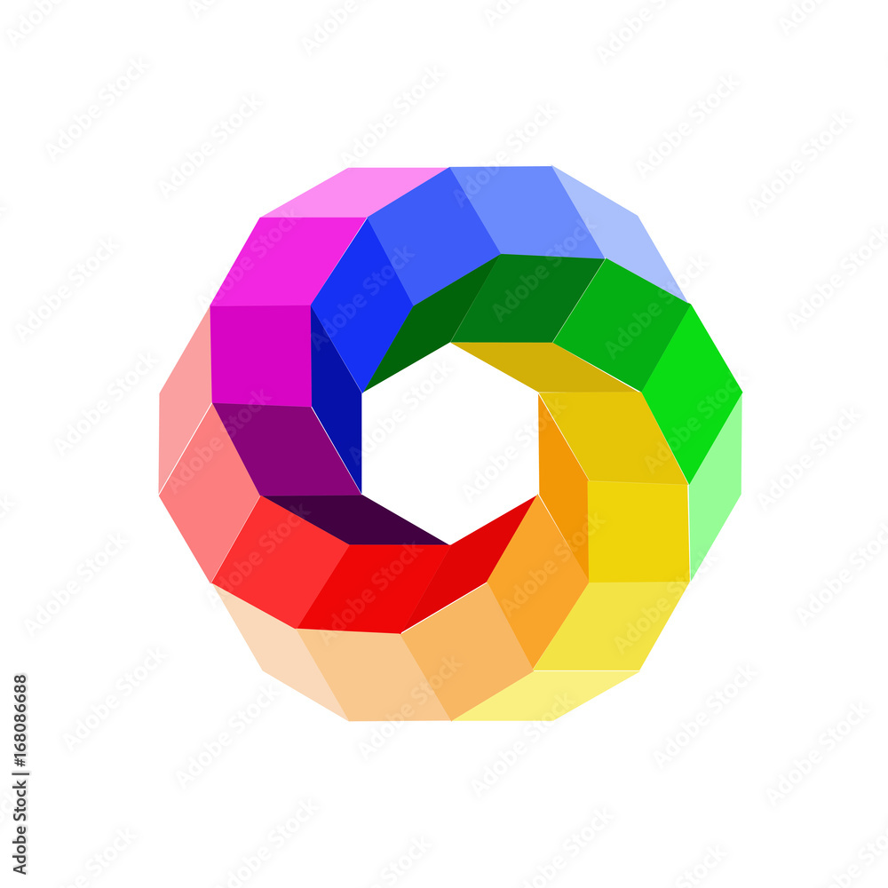 3d illusion color wheel forming a hexagon Stock Vector | Adobe Stock