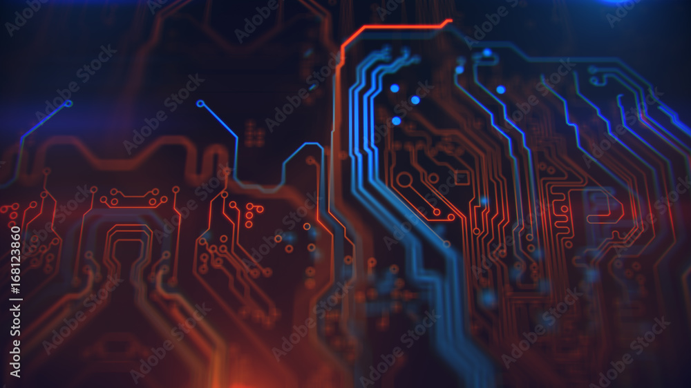 Technology Terminal Background. Orange, yellow, blue, background with ...