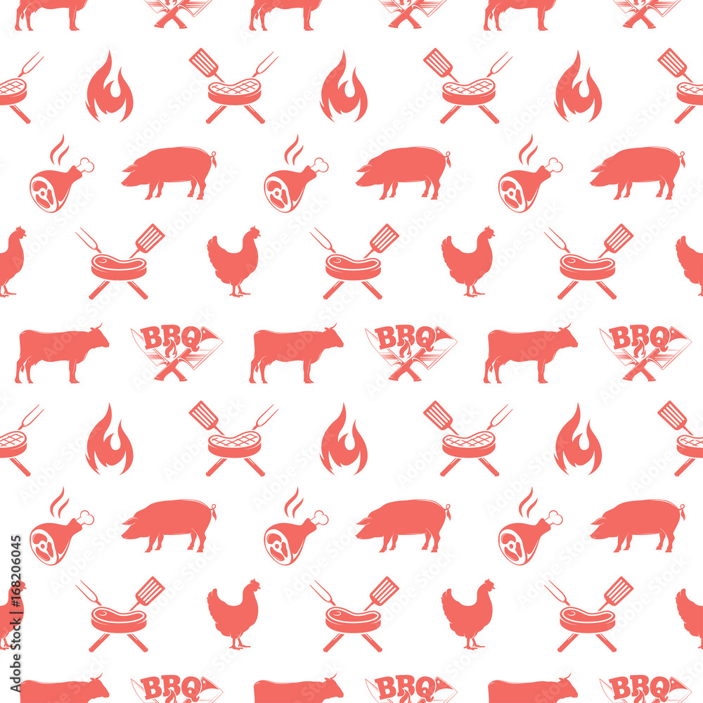 BBQ seamless pattern, vector illustration with barbecue grill elements ...