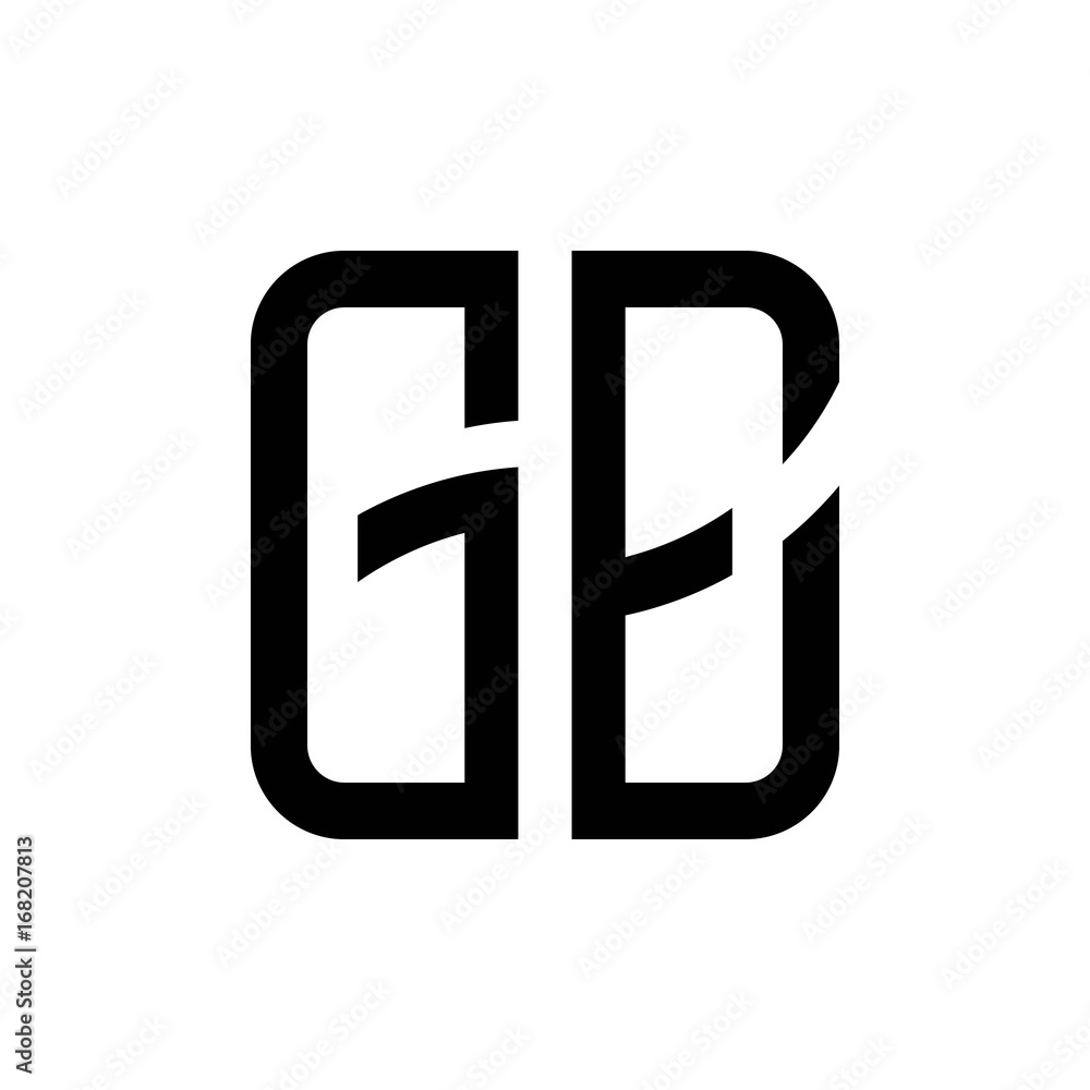 initial letters logo ge black monogram square rounded shape vector ...