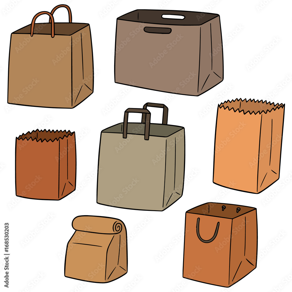 vector set of paper bag Stock Vector | Adobe Stock