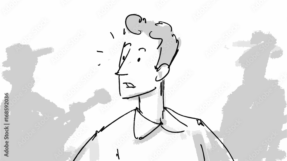 Man face surprised Vector sketch for storyboard, cartoon, projects ...