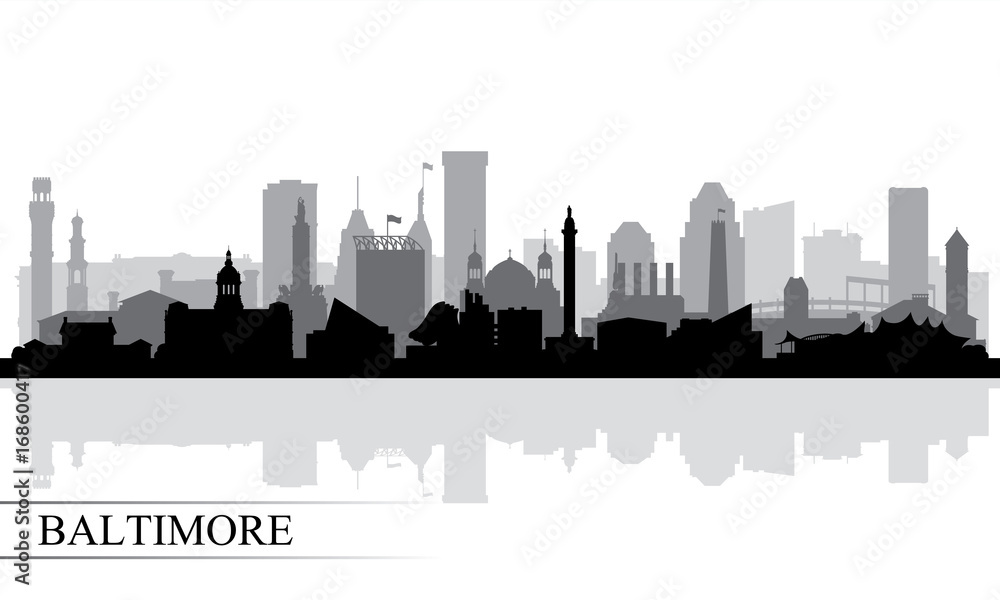Baltimore city skyline silhouette background Stock Vector | Adobe Stock