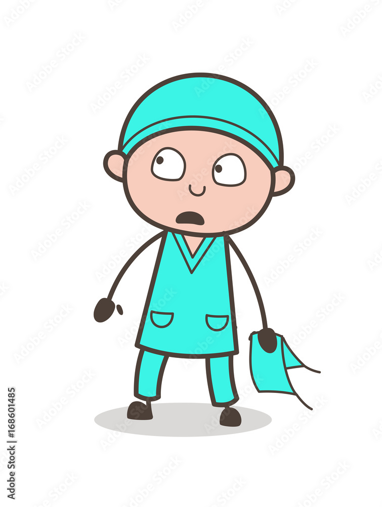 Cartoon Innocent Fearful Doctor Face Vector Illustration Stock Vector ...