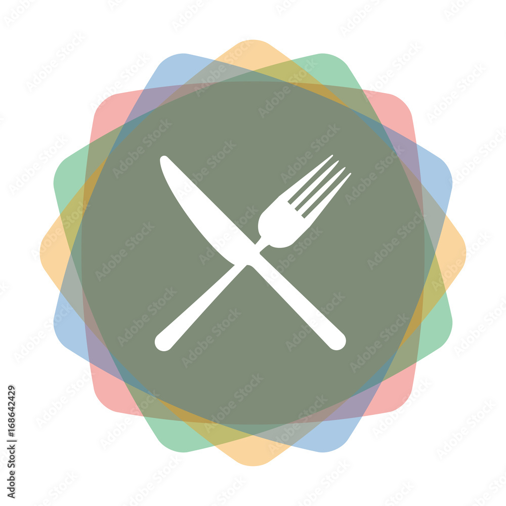 Image vectorielle Stock App Icon farbig Messer und Gabel überkreuzt ...