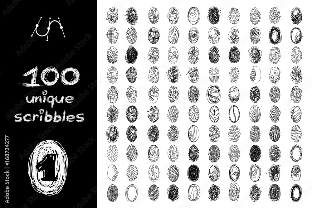 vector SET 100 oval SCRIBBLES Part 1. Clip art isolated on transparent ...