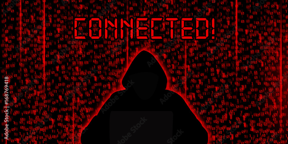 Foto de Stock Conceptual image of hacker. Connected background & wallpaper | Adobe Stock