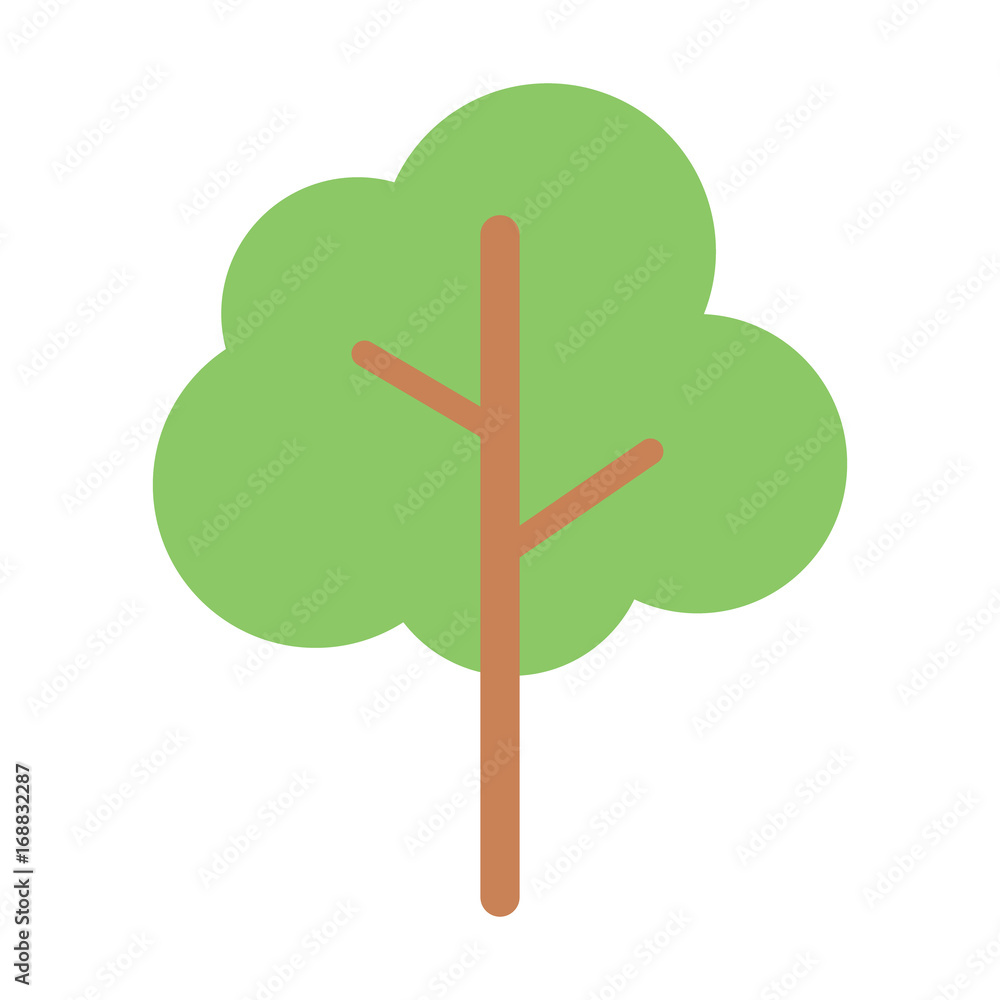 Simple cartoon tree / plant flat vector color icon for nature apps and ...