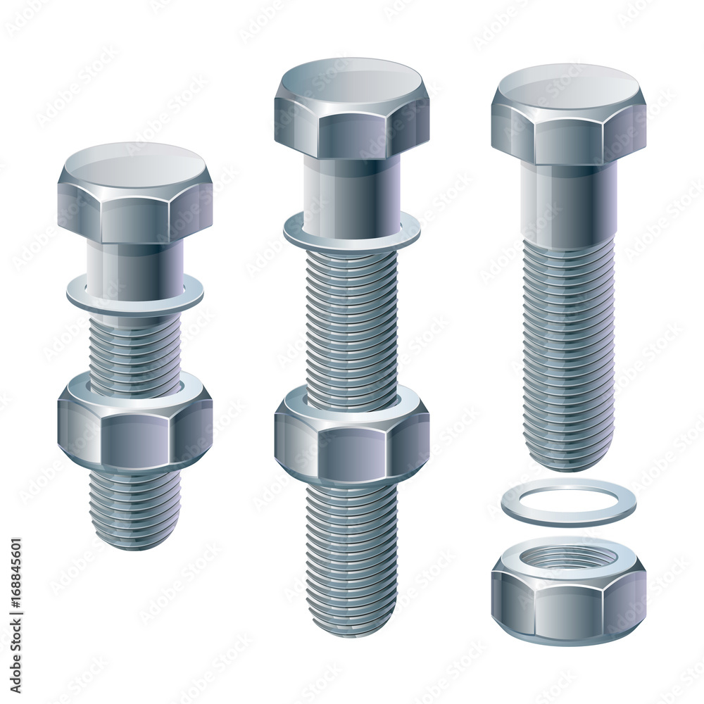 Vector graphics bolts, washer and nuts on a transparent background ...