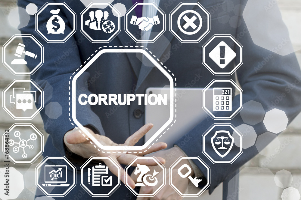 Corruption Bribery Venality Stop Business Finance Political concept ...