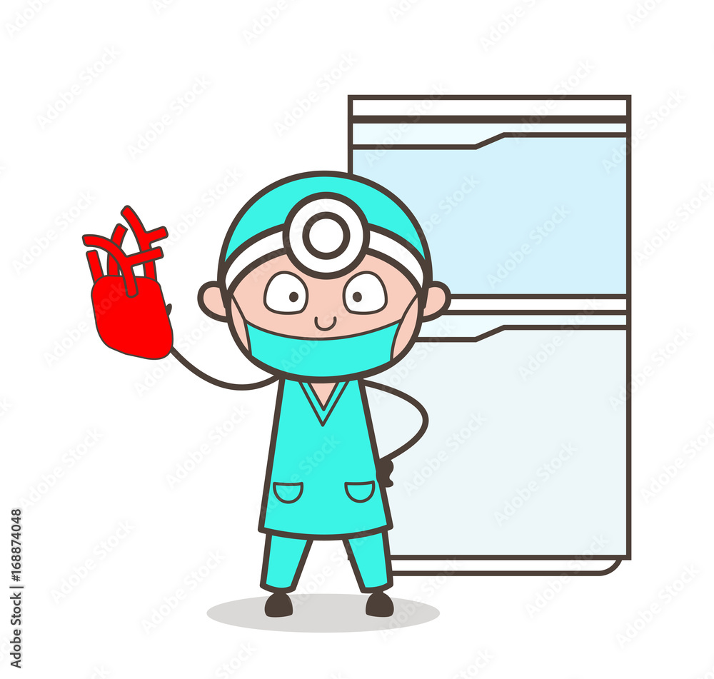 Cartoon Cardiologist Showing a Human Heart Vector Stock Vector | Adobe ...