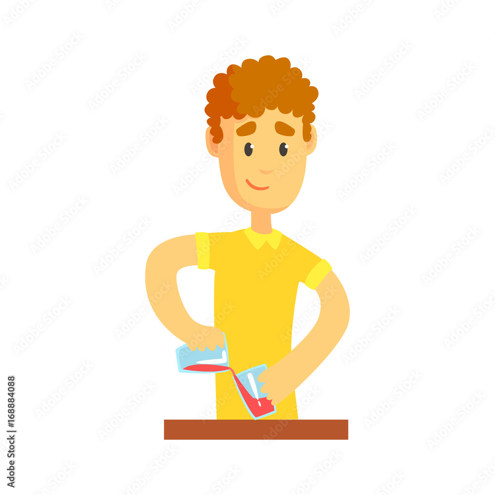 Young bartender man character standing at the bar counter, barman at ...