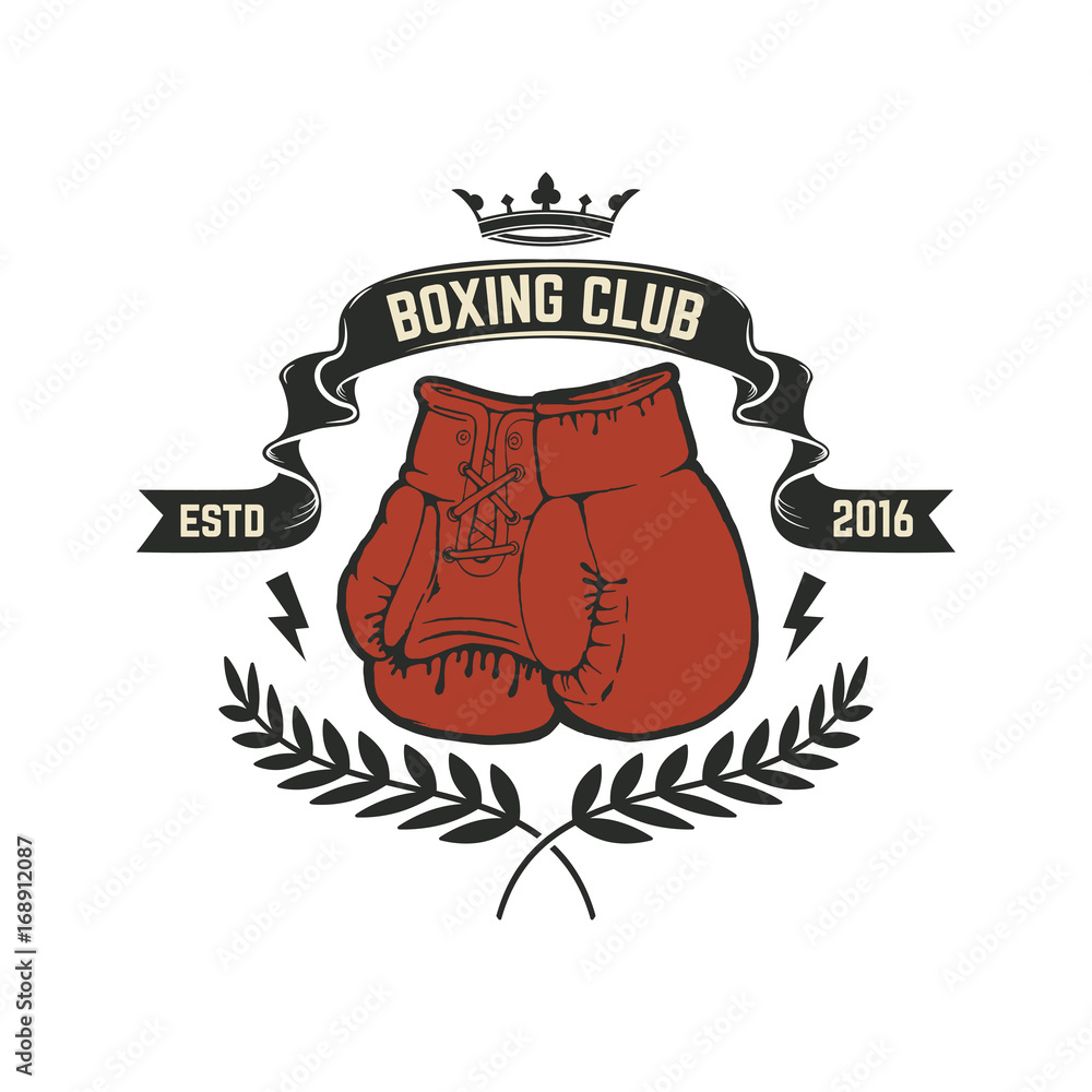 Boxing club emblems on white background. Design element for logo, label ...