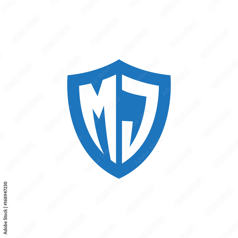 Initial letter MJ, shield logo, modern blue color Stock Vector | Adobe ...