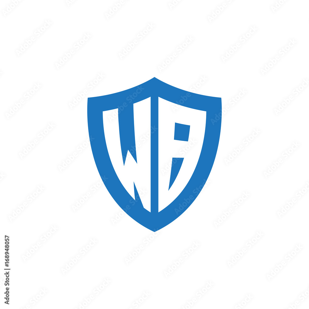 Initial letter WB, shield logo, modern blue color Stock Vector | Adobe ...