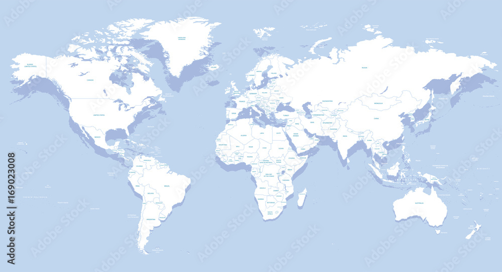 world map vector high detailed illustration Stock Vector | Adobe Stock