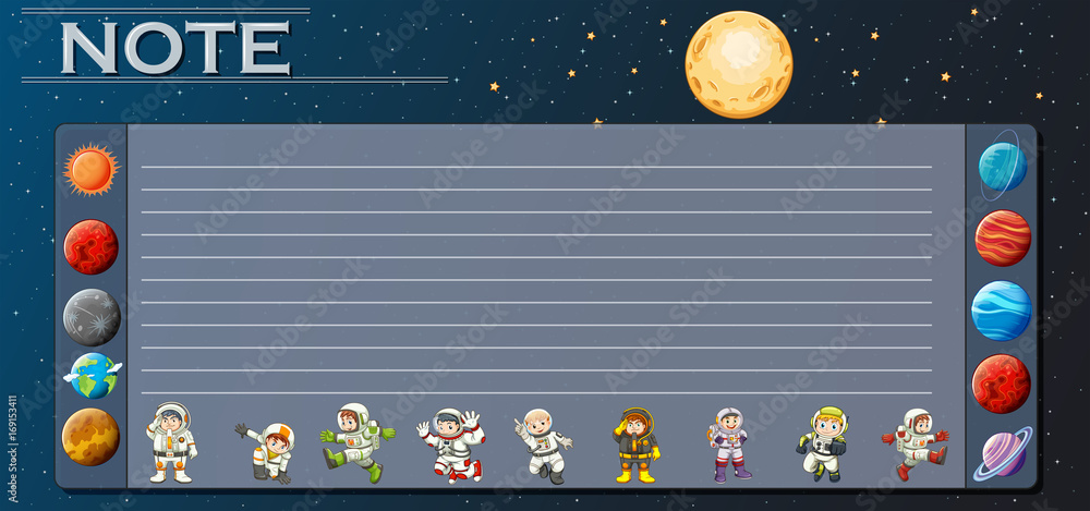 Paper template with planets in universe Stock Vector | Adobe Stock