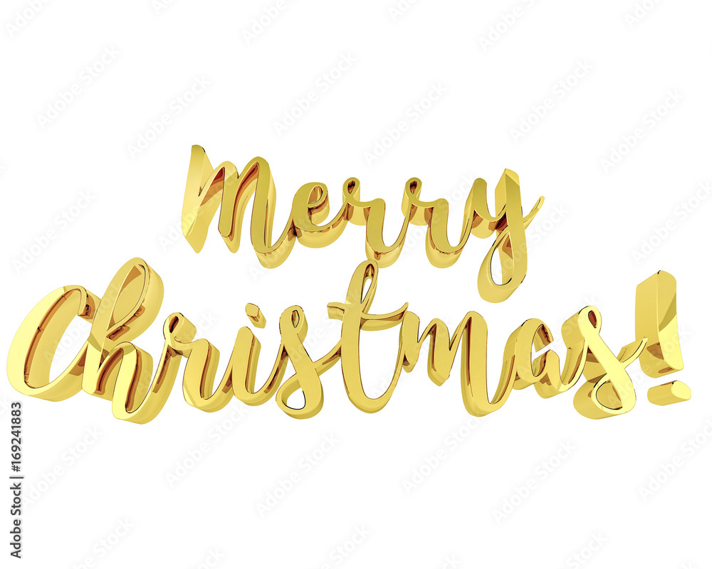 Merry Christmas golden sign on white background, design element for ...