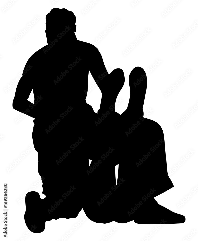 Rescue drowning first aid vector silhouette. Patient rescue. Drunk ...