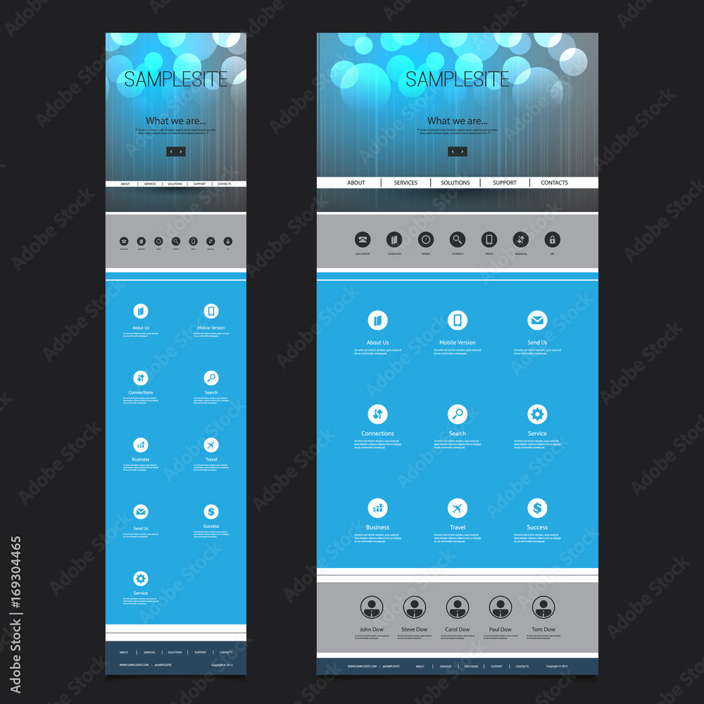 เวกเตอร์ Stock Responsive One Page Website Template - Bubbles Header ...