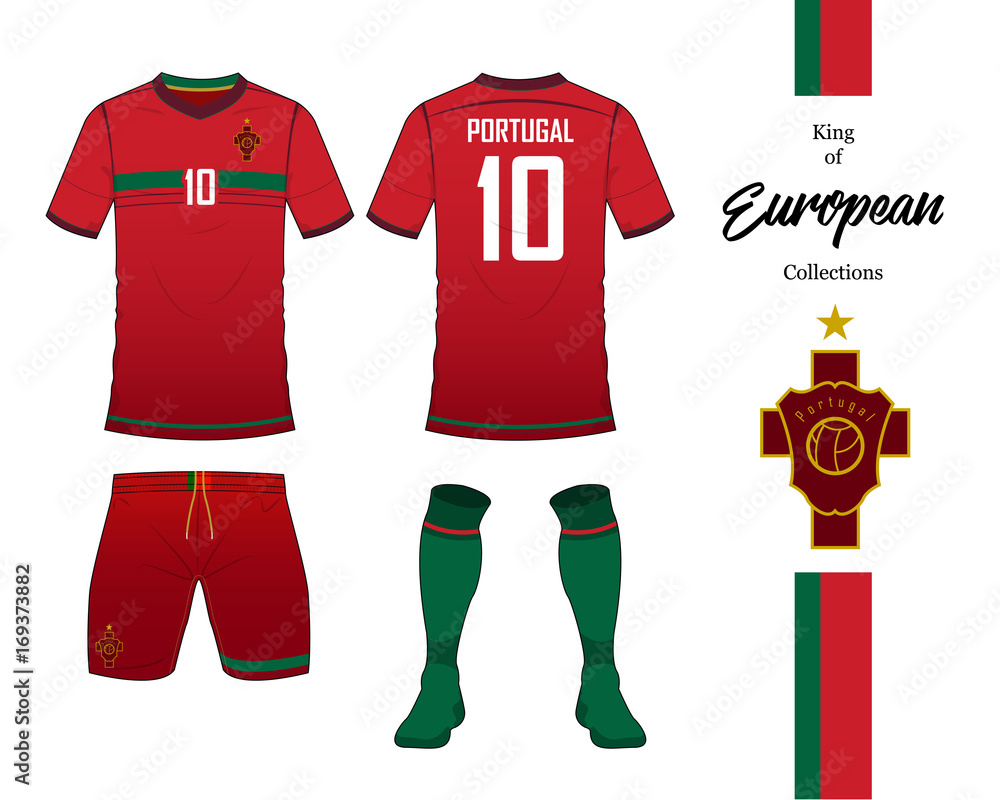Portugal football national team uniform. Soccer jersey or football kit ...