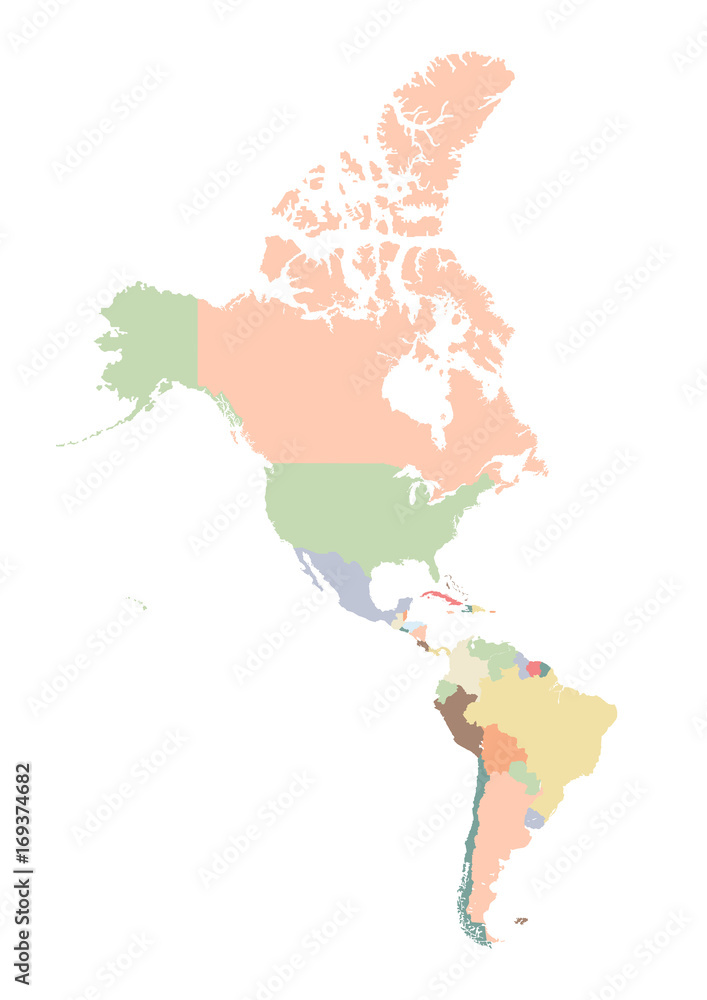 Detailed map of America continent Stock Vector | Adobe Stock