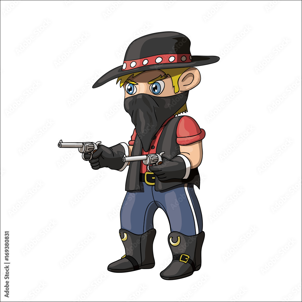 American cowboy bandit cartoon illustration Stock Vector | Adobe Stock