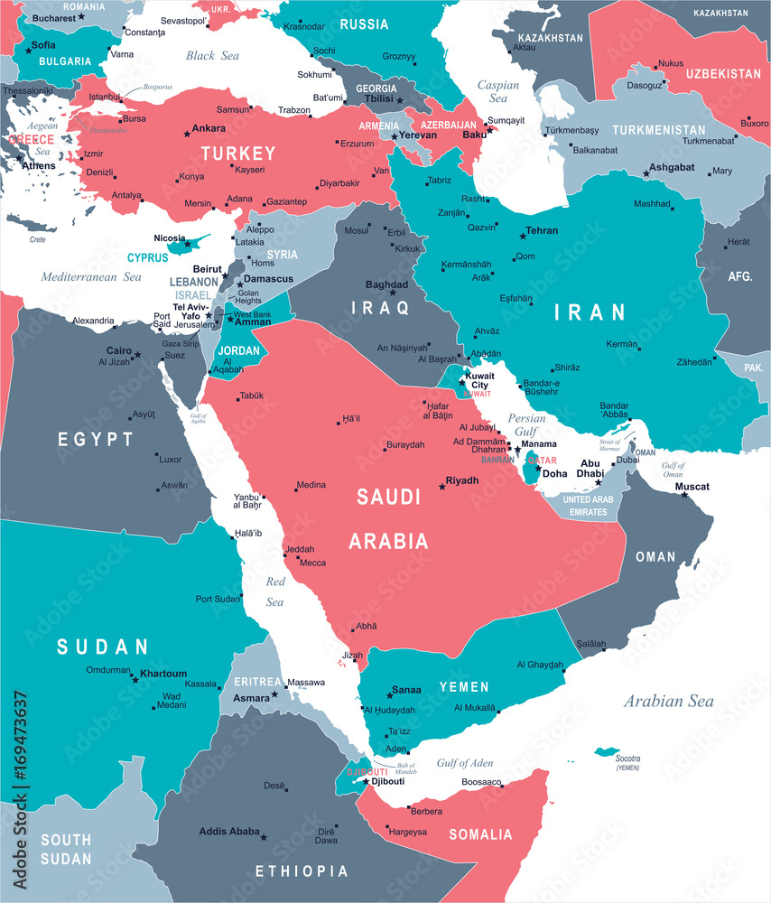 Middle East Map - Vector Illustration の Stock ベクター | Adobe Stock