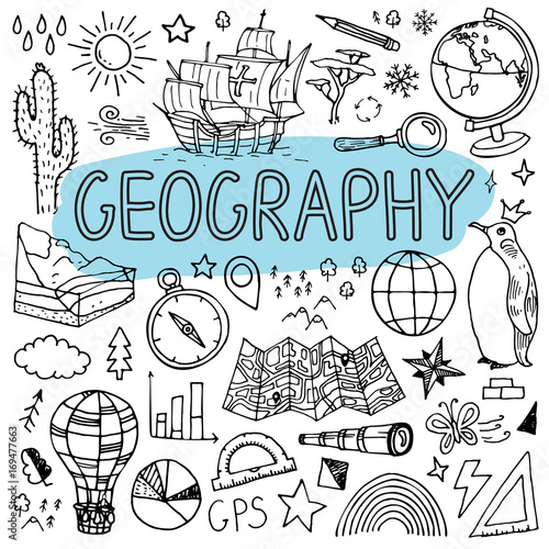 Geography hand drawn doodles. Vector back to school illustration. Stock ... Geography hand drawn doodles. Vector back to school illustration. Stock ...