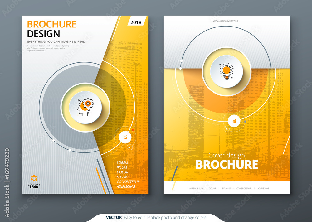 Cover set. Yellow template for brochure, banner, plackard, poster ...