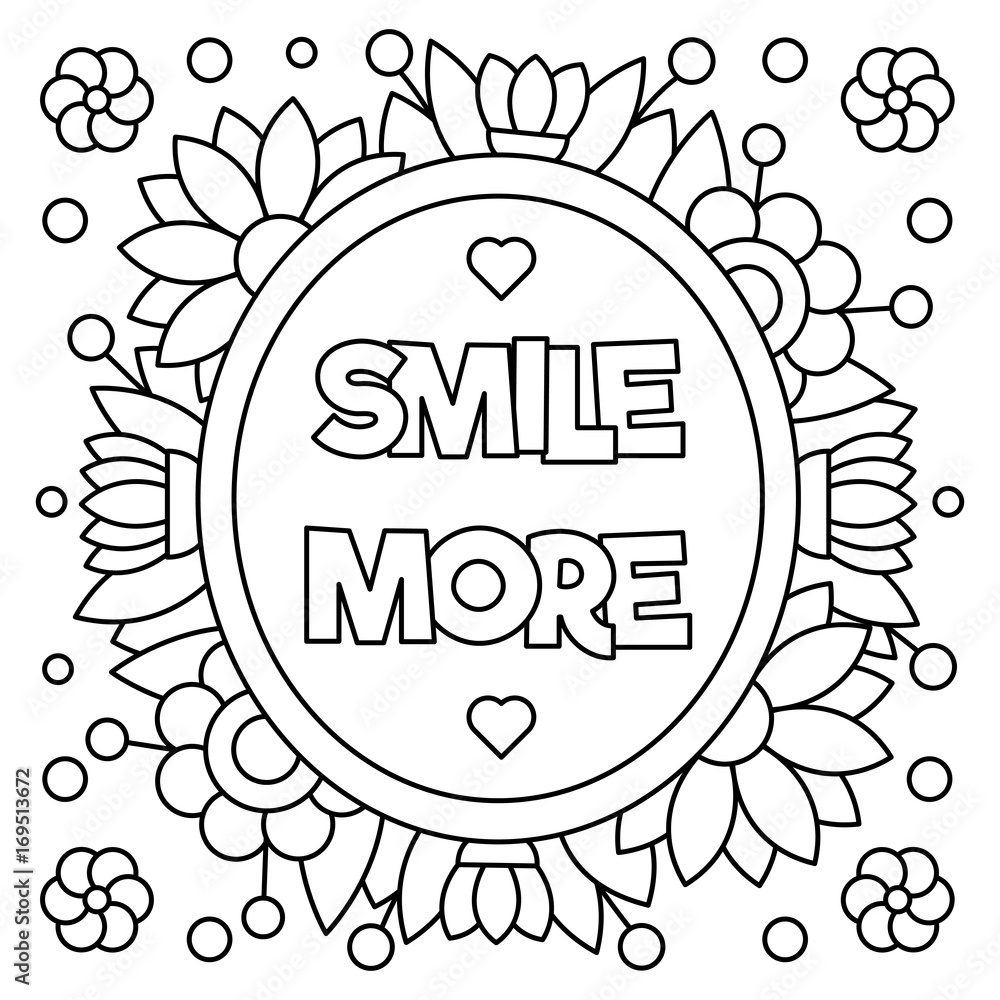 Smile more. Coloring page. Vector illustration. Stock Vector | Adobe Stock