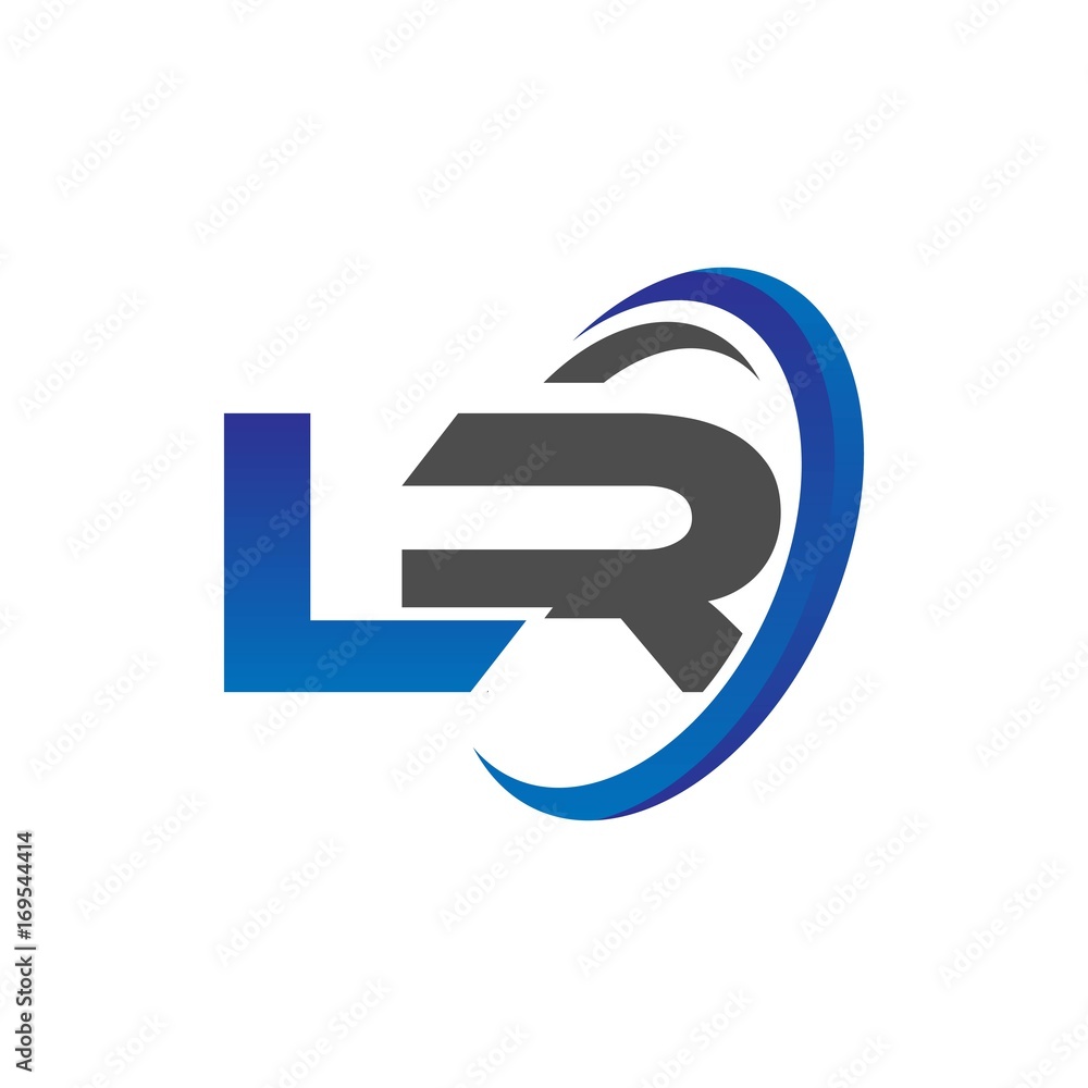 vector initial logo letters lr with circle swoosh blue gray Stock ...