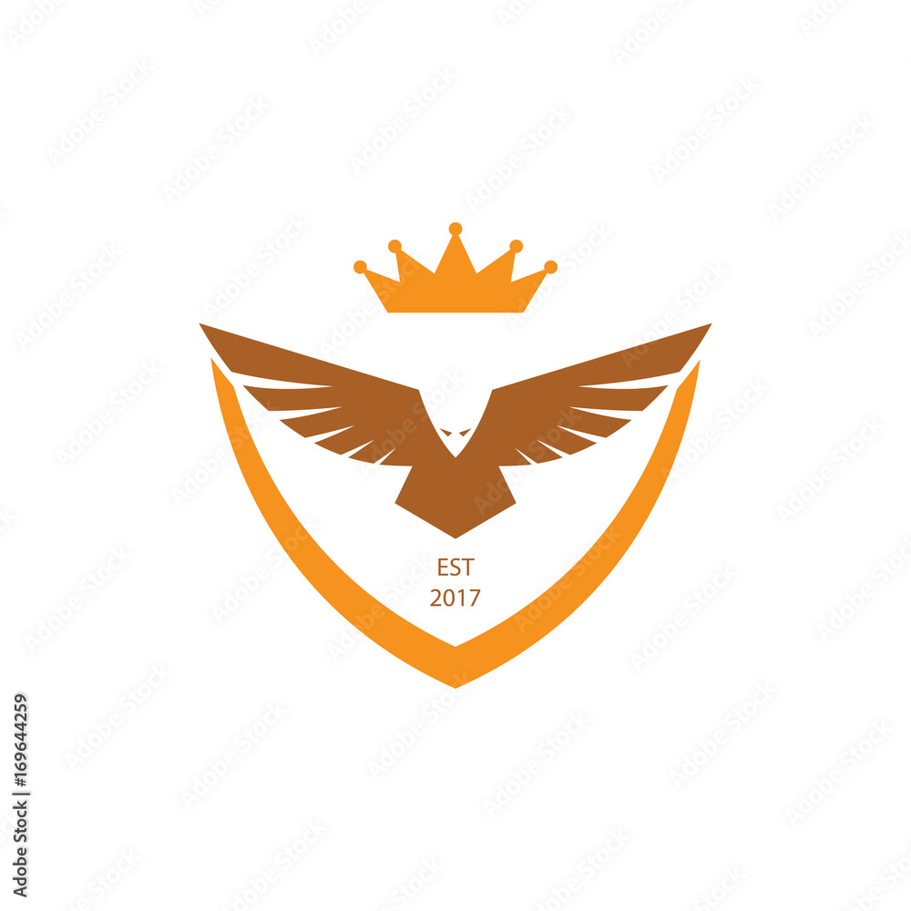 Vector de Stock Golden Eagle King of Bird with Crown Logo Symbol Template | Adobe Stock