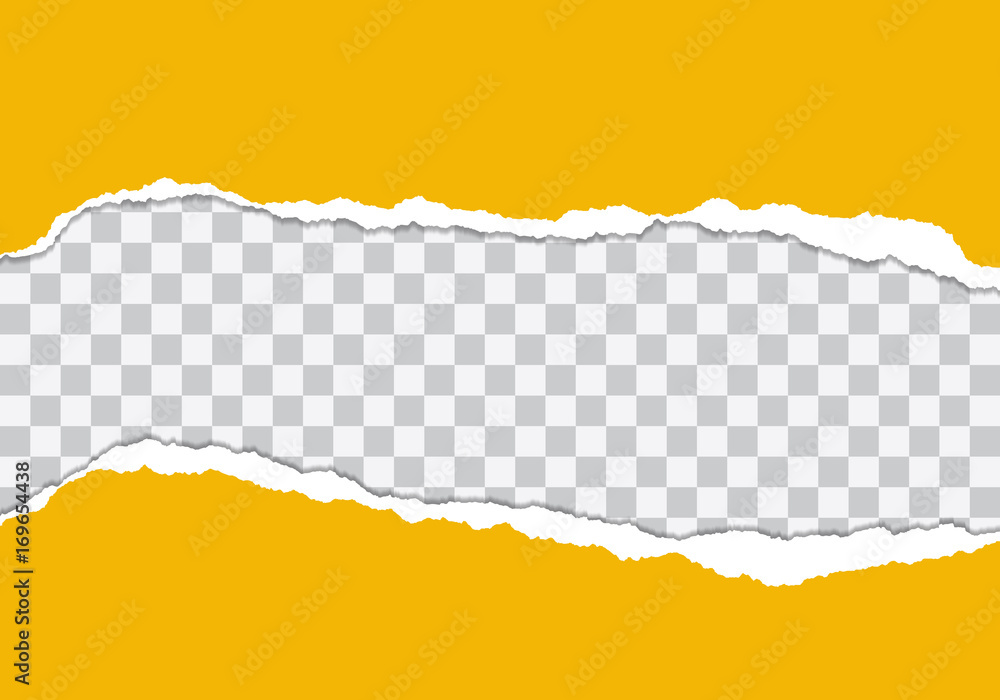 Vector illustration of torn yellow paper with transparent background ...