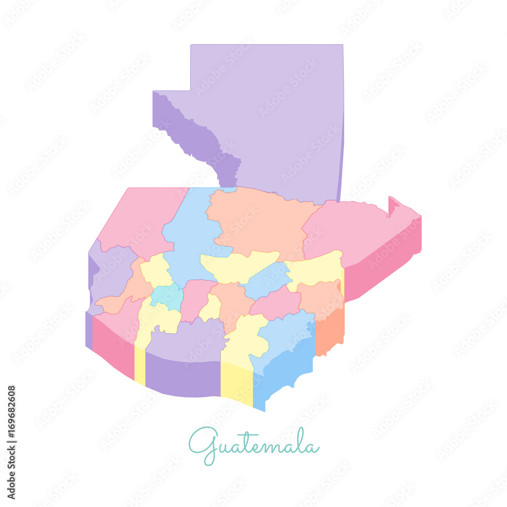 Guatemala region map: colorful isometric top view. Detailed map of ...