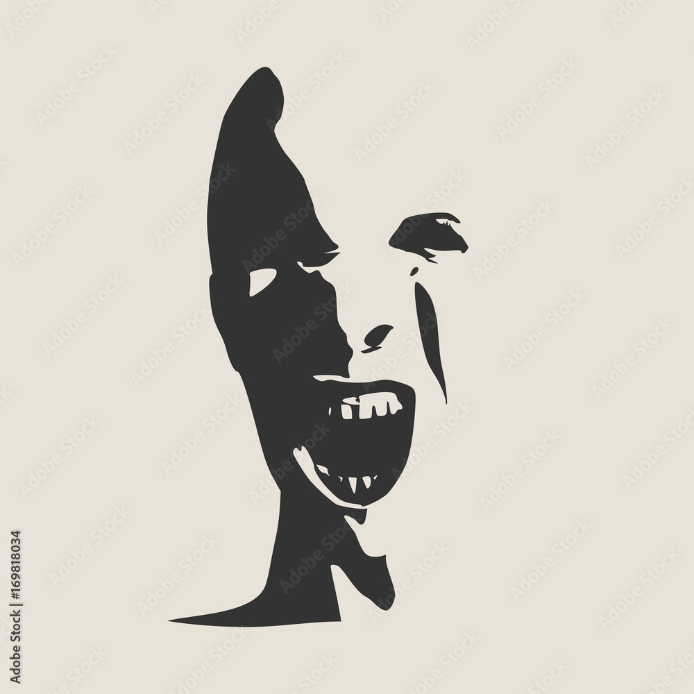 Demonic ugly face. Devil scream character. Demon or monster screaming ...