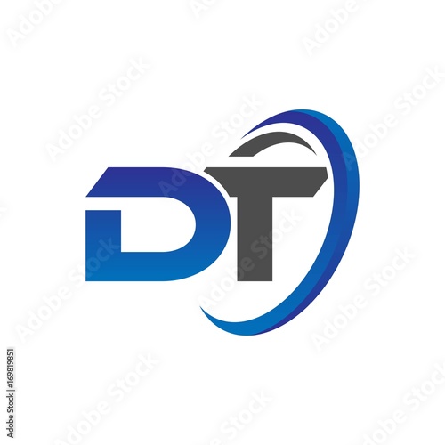 vector initial logo letters dt with circle swoosh blue gray Stock ...